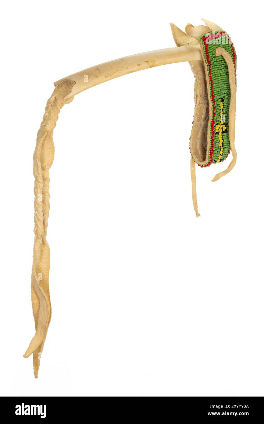 Whip of the North American Indians made of buffalo bone and leather cut ...