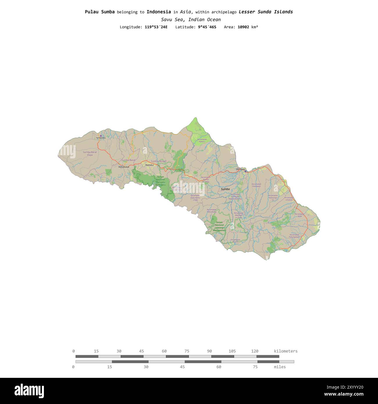 Pulau Sumba in the Savu Sea, belonging to Indonesia, isolated on a ...
