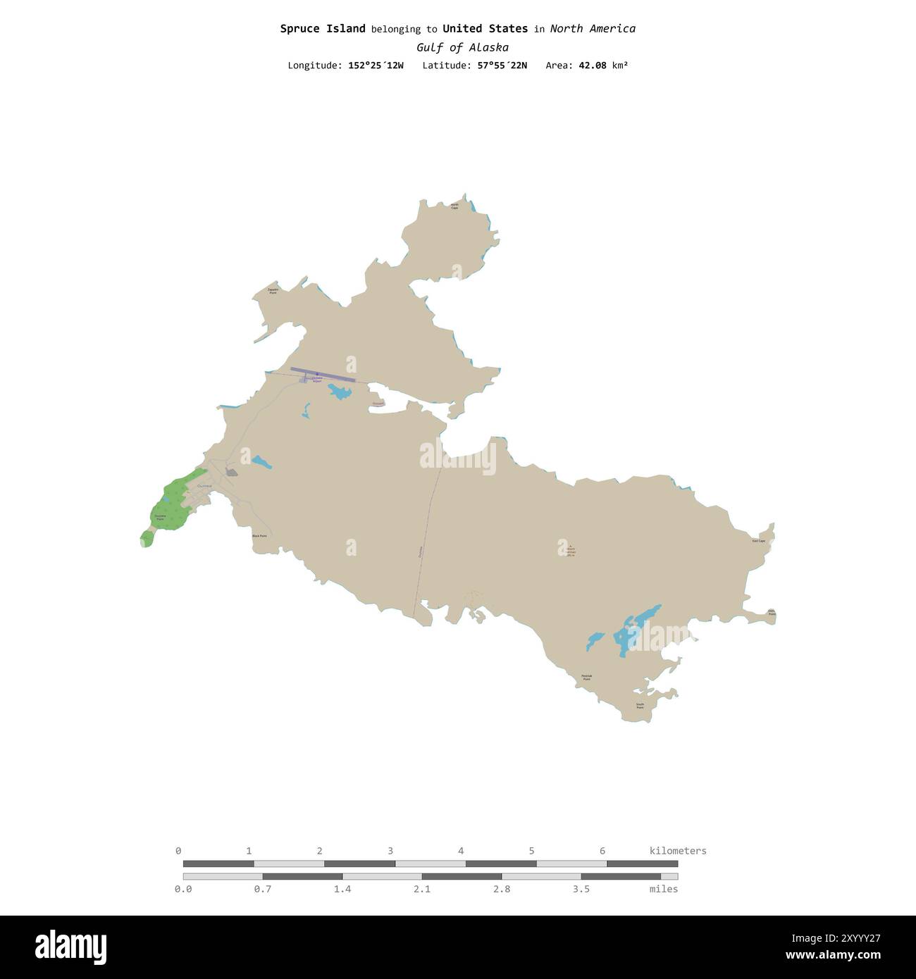 Spruce Island in the Gulf of Alaska, belonging to United States ...