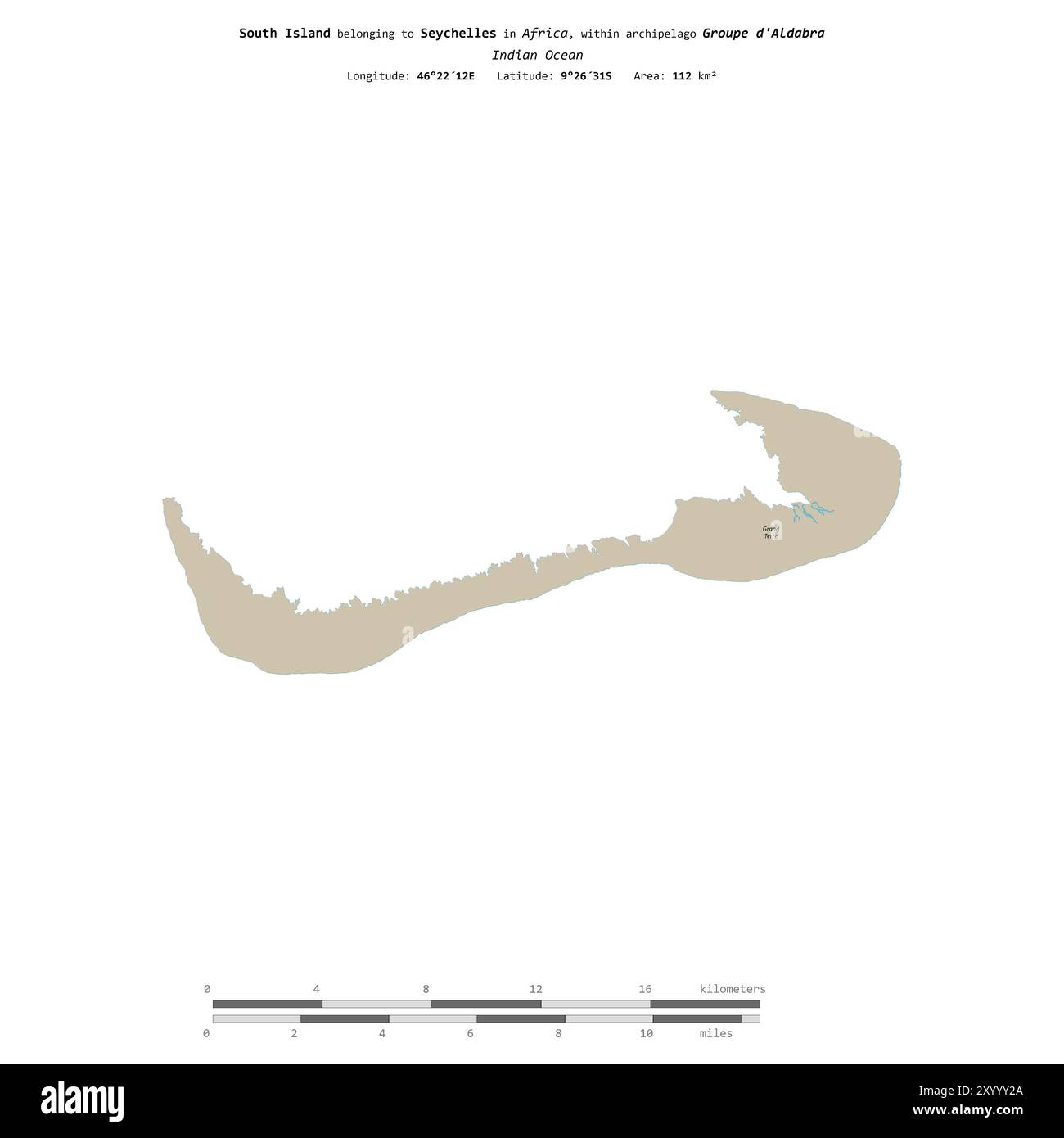 South Island in the Indian Ocean, belonging to Seychelles, isolated on ...