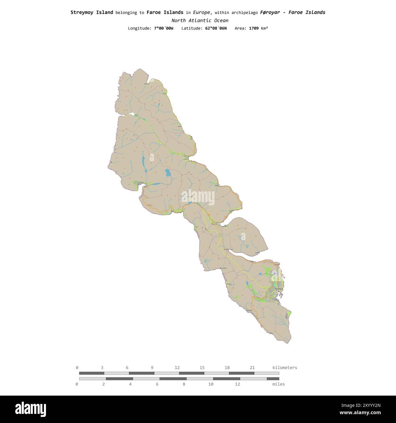 Streymoy Island in the North Atlantic Ocean, belonging to Faroe Islands ...