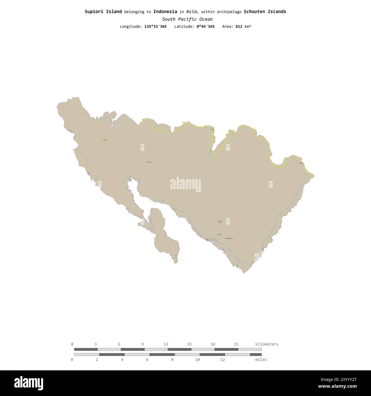 Supiori Island in the South Pacific Ocean, belonging to Indonesia ...