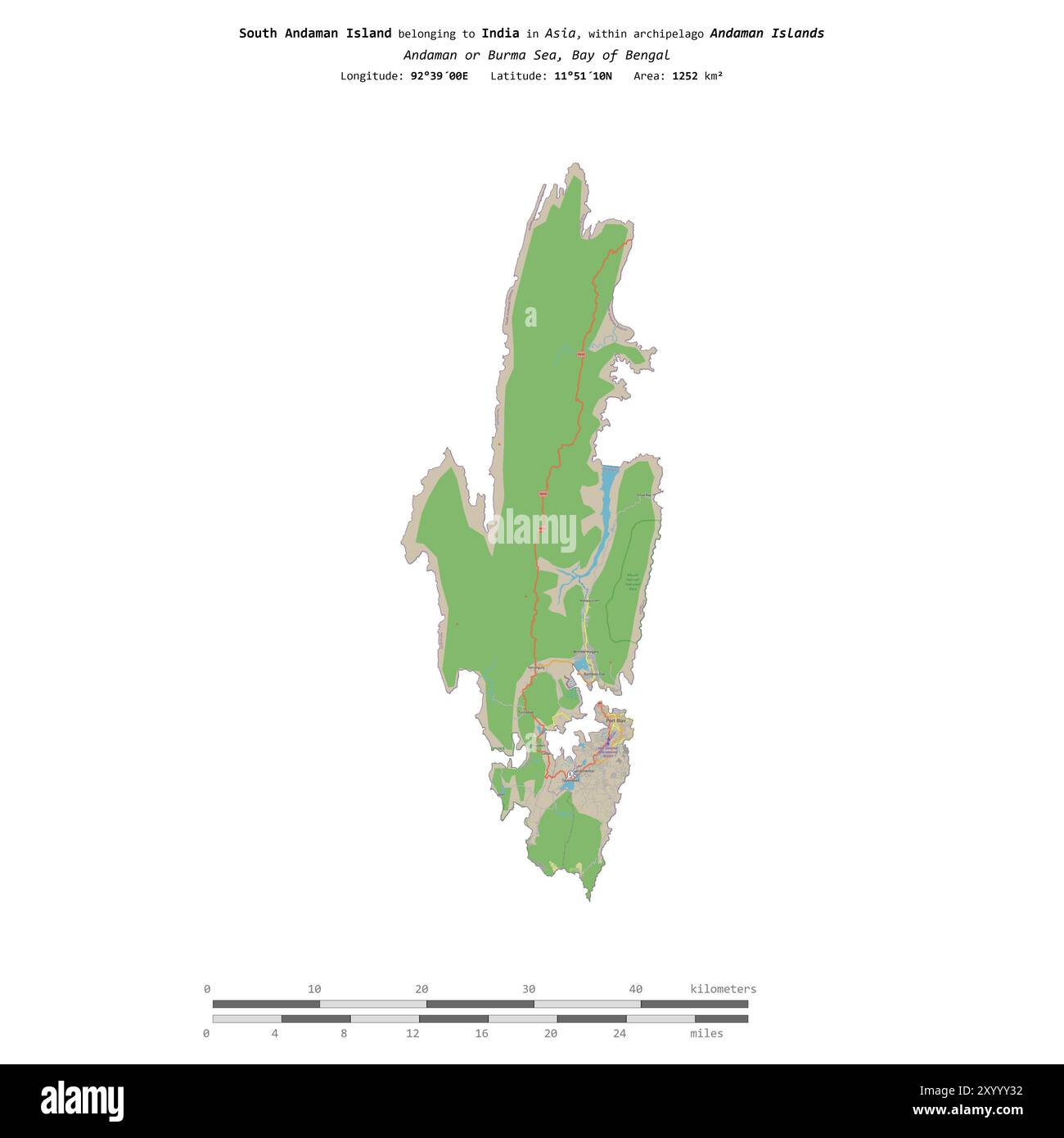 South Andaman Island in the Bay of Bengal, belonging to India, isolated ...