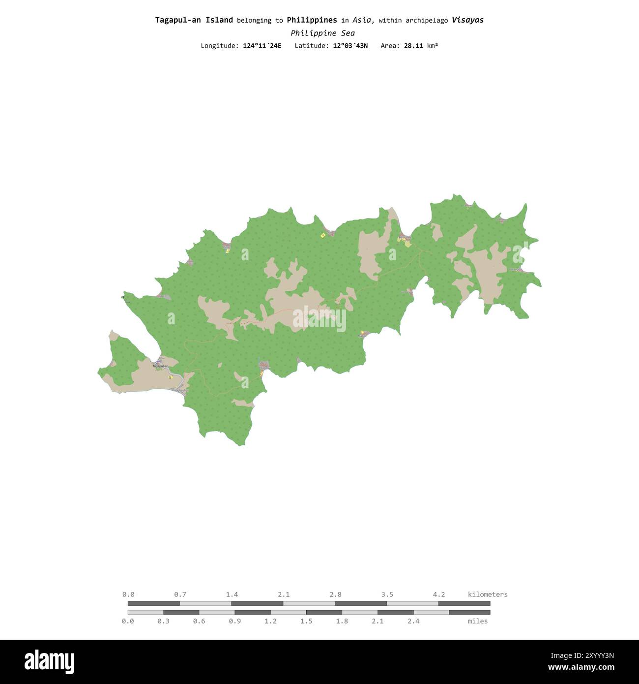 Tagapul-an Island in the Philippine Sea, belonging to Philippines ...