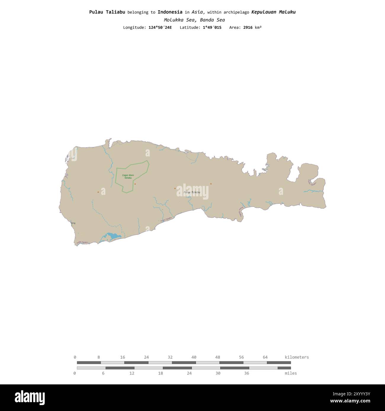 Pulau Taliabu in the Banda Sea, belonging to Indonesia, isolated on a ...