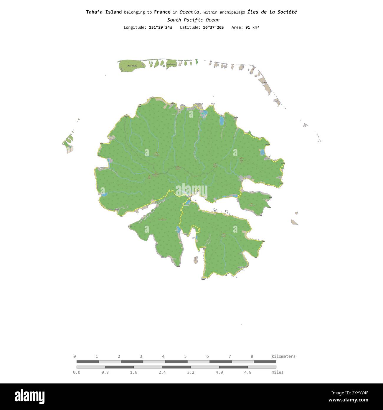 Tahaa Island in the South Pacific Ocean, belonging to France, isolated ...