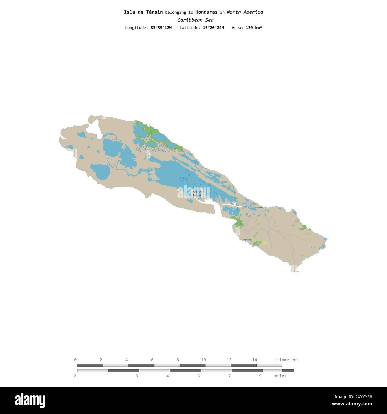 Isla de Tansin in the Caribbean Sea, belonging to Honduras, isolated on ...
