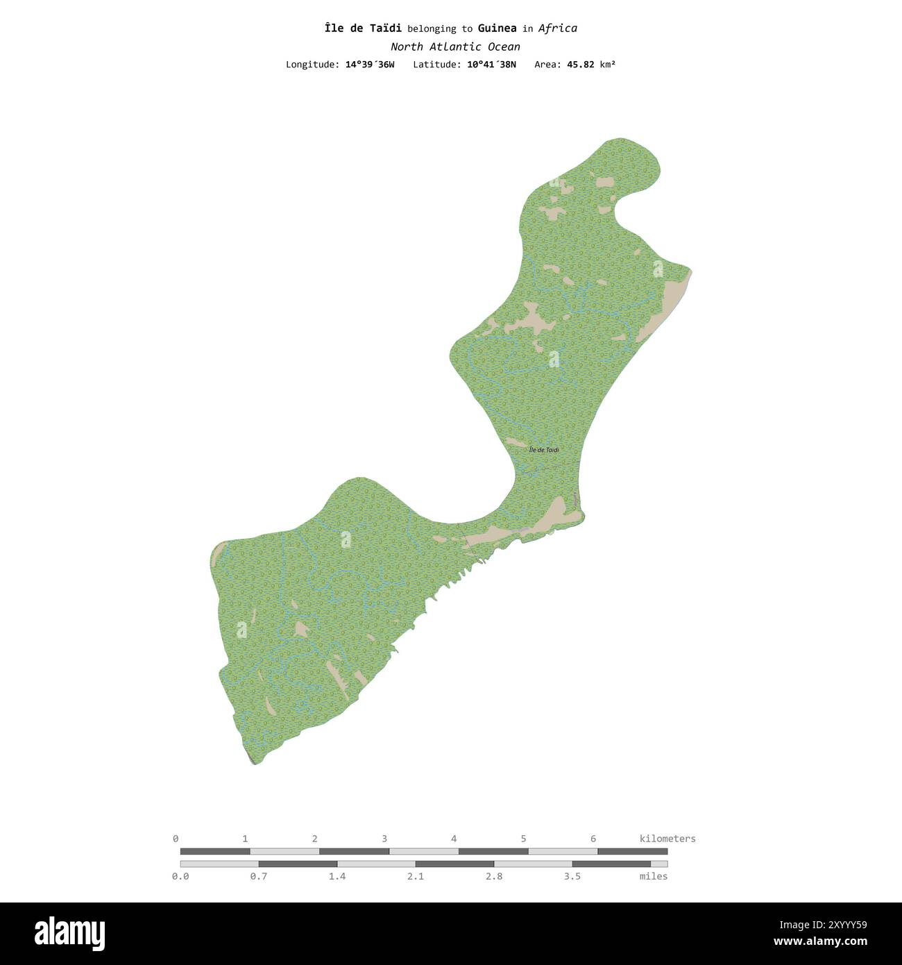 Ile de Taidi in the North Atlantic Ocean, belonging to Guinea, isolated ...