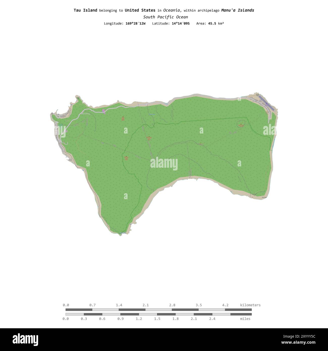 Tau Island in the South Pacific Ocean, belonging to United States ...