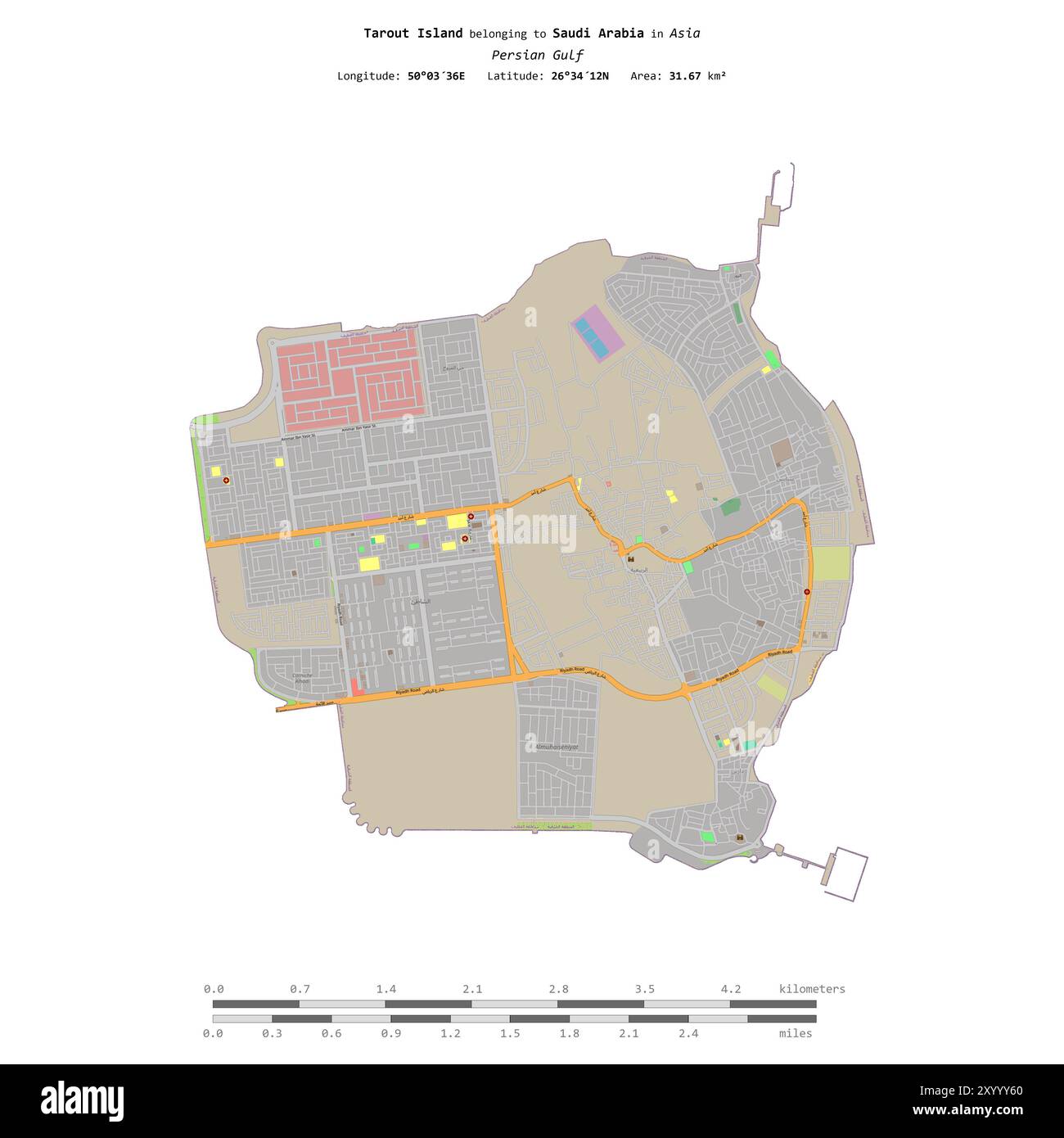 Tarout Island in the Persian Gulf, belonging to Saudi Arabia, isolated ...
