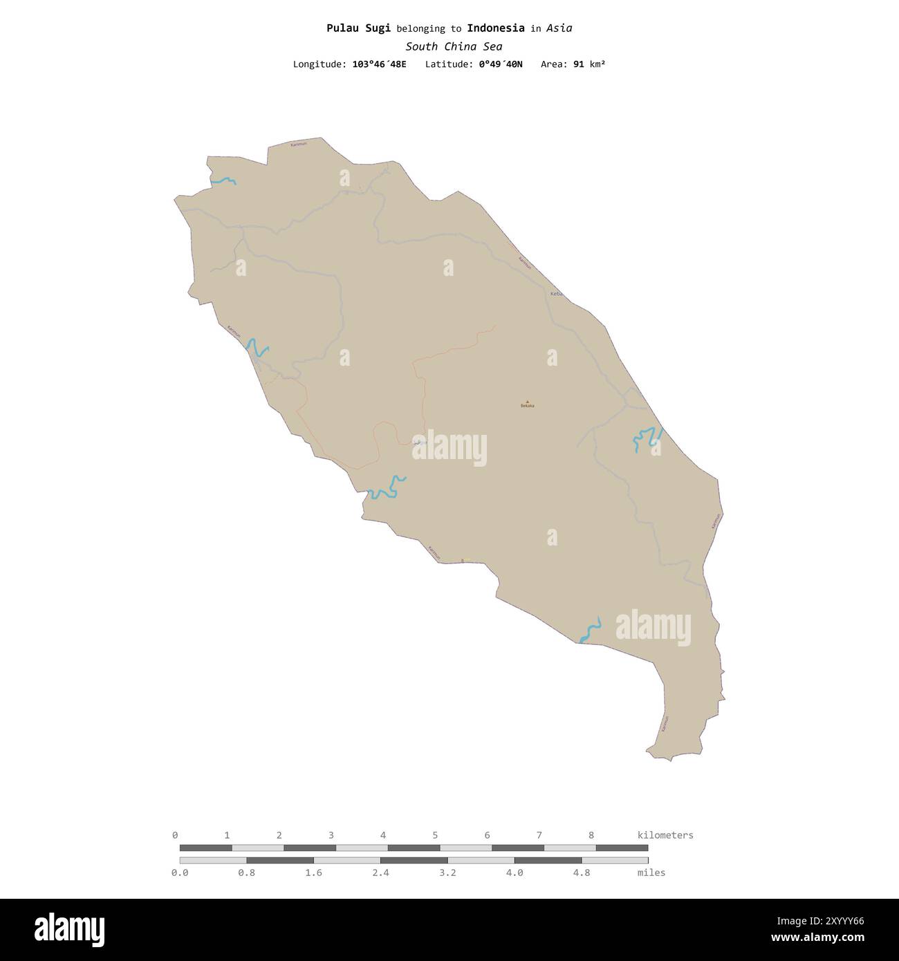 Pulau Sugi in the South China Sea, belonging to Indonesia, isolated on ...
