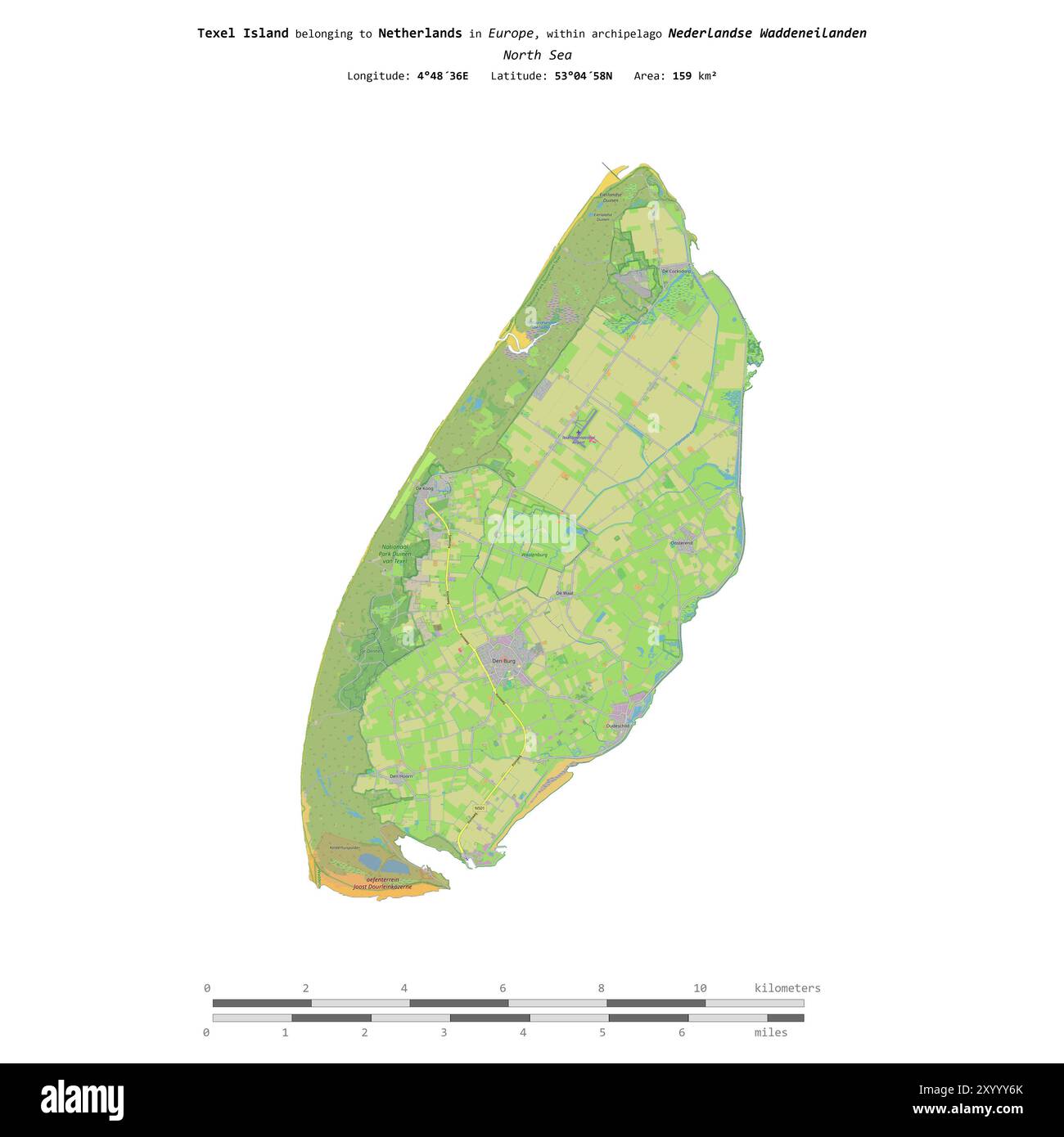 Texel Island in the North Sea, belonging to Netherlands, isolated on a ...