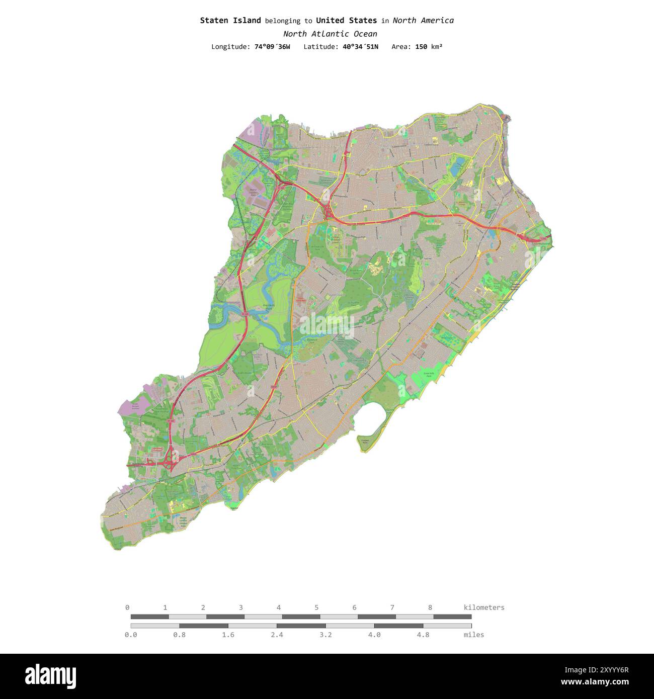 Staten Island in the North Atlantic Ocean, belonging to United States ...
