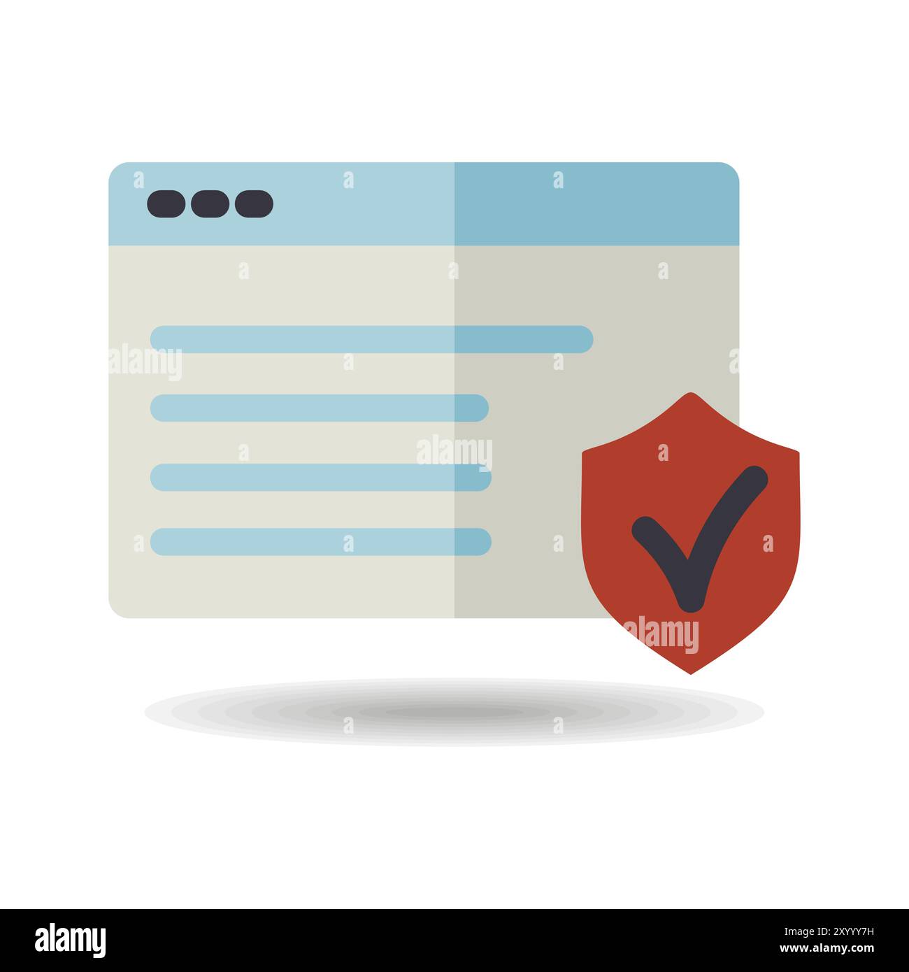 Internet safety vector icon. Web page with protection shield. Security ...
