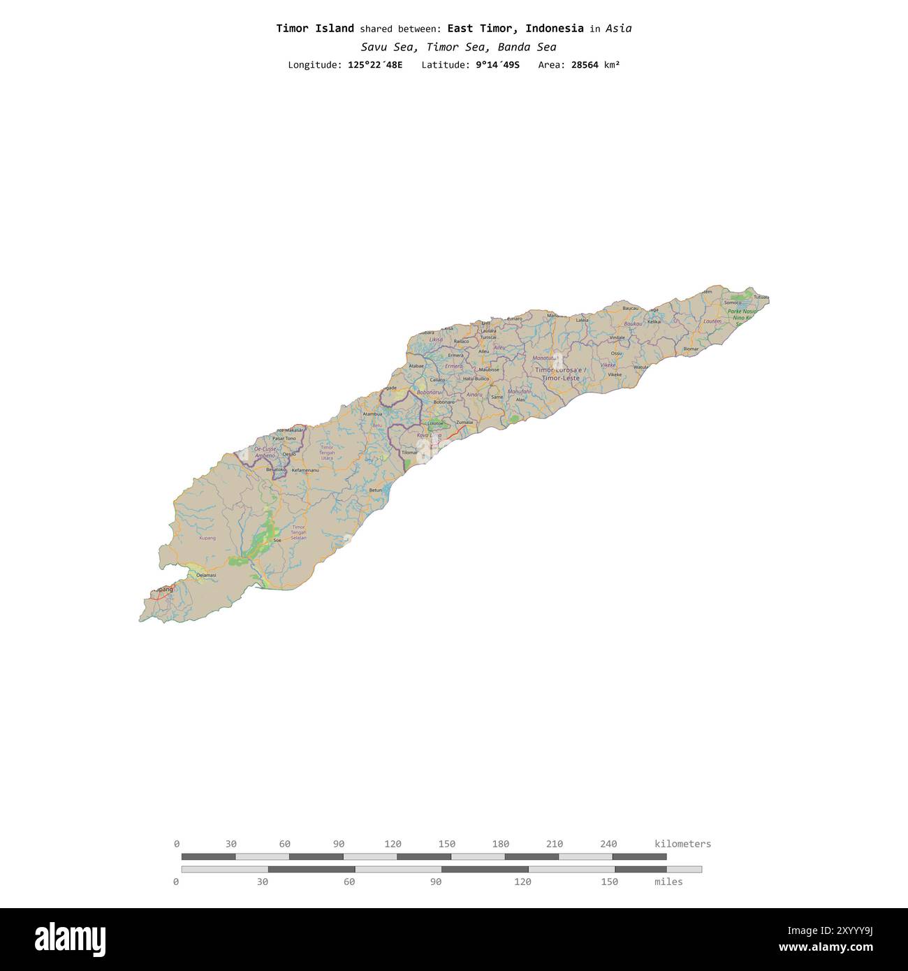 Timor Island in the Savu Sea, shared between: East Timor, Indonesia ...