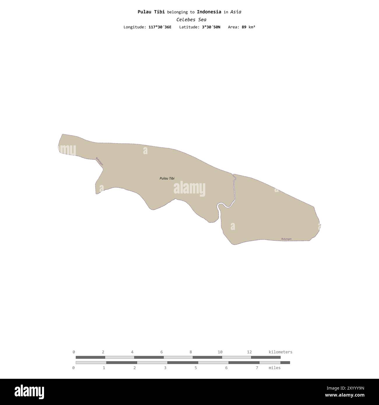 Pulau Tibi in the Celebes Sea, belonging to Indonesia, isolated on a ...