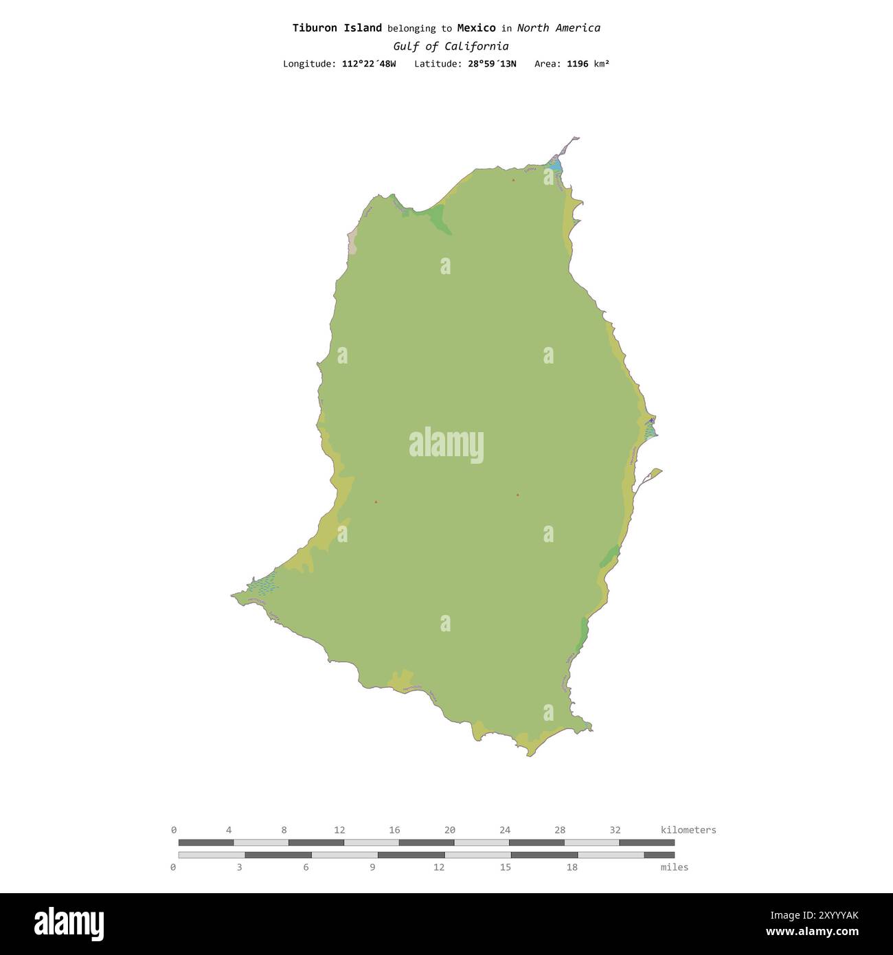 Tiburon Island in the Gulf of California, belonging to Mexico, isolated ...