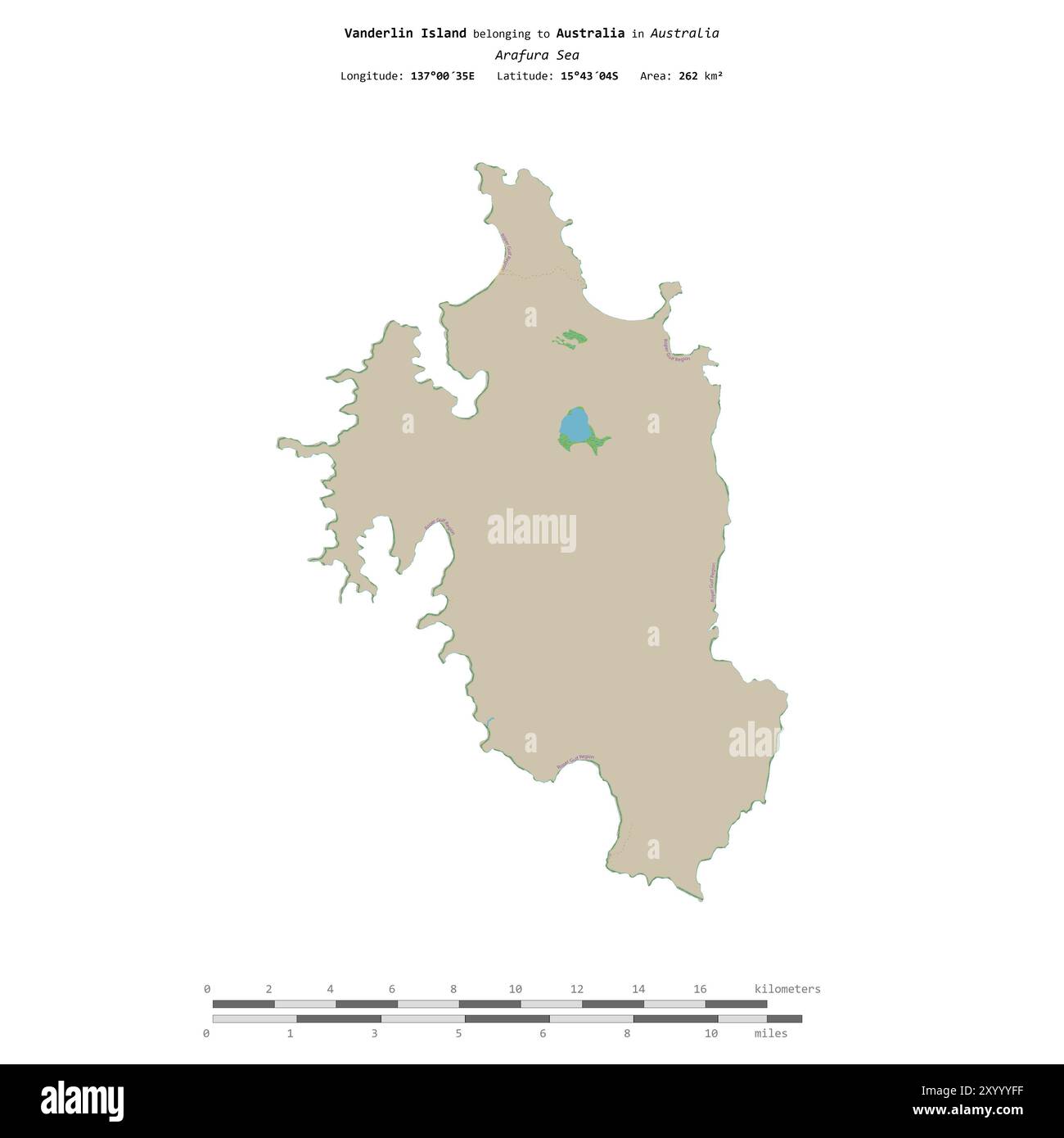 Vanderlin Island in the Arafura Sea, belonging to Australia, isolated ...