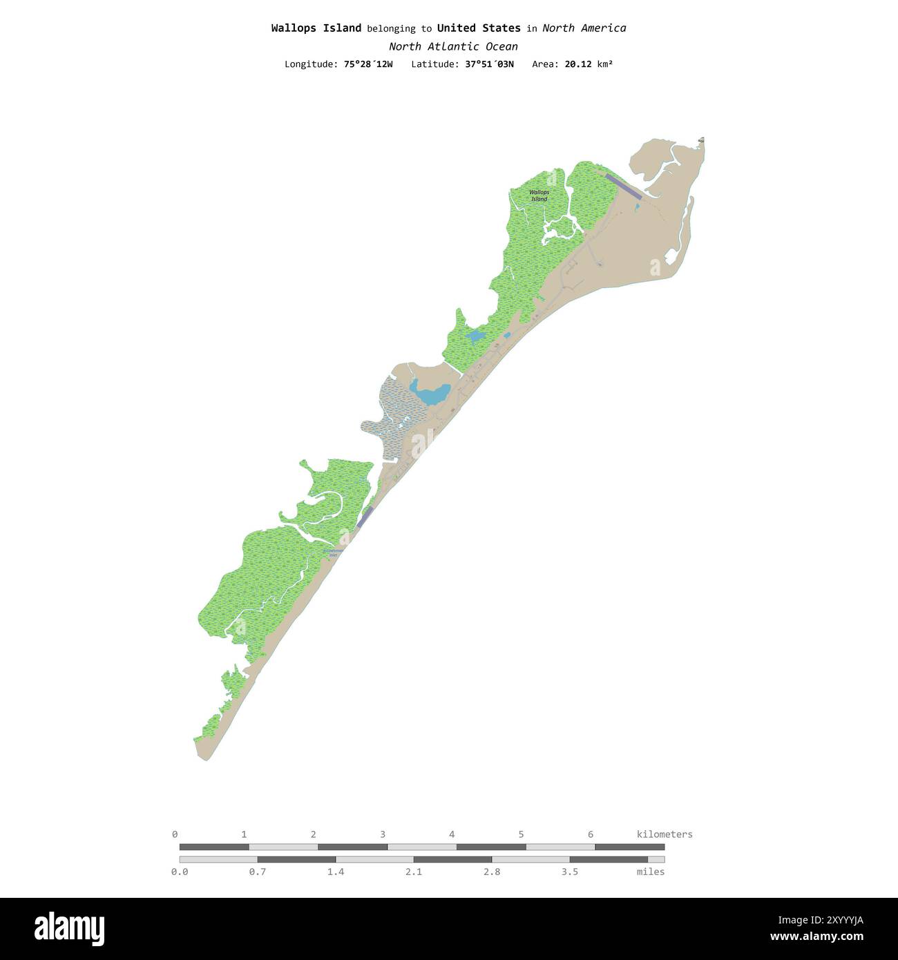 Wallops Island in the North Atlantic Ocean, belonging to United States ...