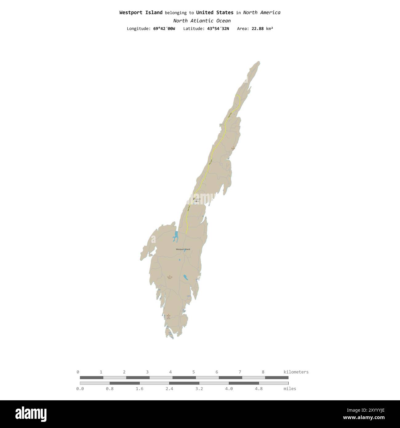 Westport Island in the North Atlantic Ocean, belonging to United States ...
