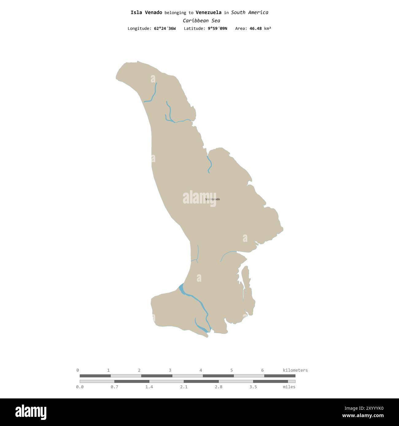 Isla Venado in the Caribbean Sea, belonging to Venezuela, isolated on a ...