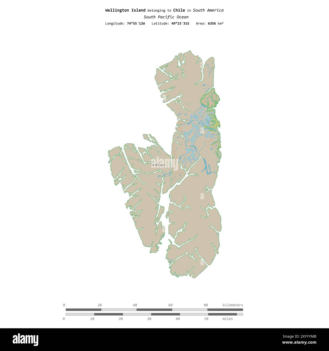 Wellington Island in the South Pacific Ocean, belonging to Chile ...