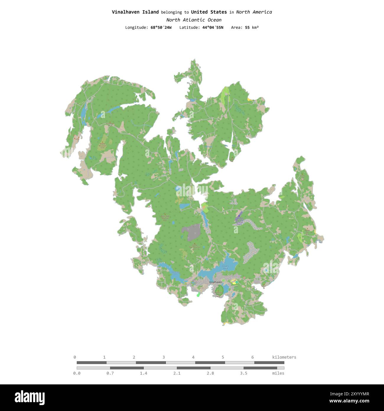Vinalhaven Island in the North Atlantic Ocean, belonging to United ...