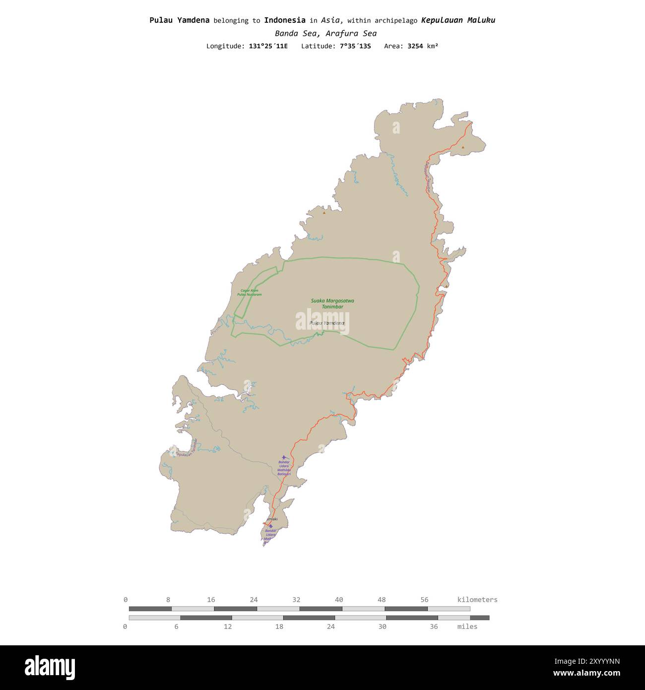 Pulau Yamdena in the Banda Sea, belonging to Indonesia, isolated on a ...