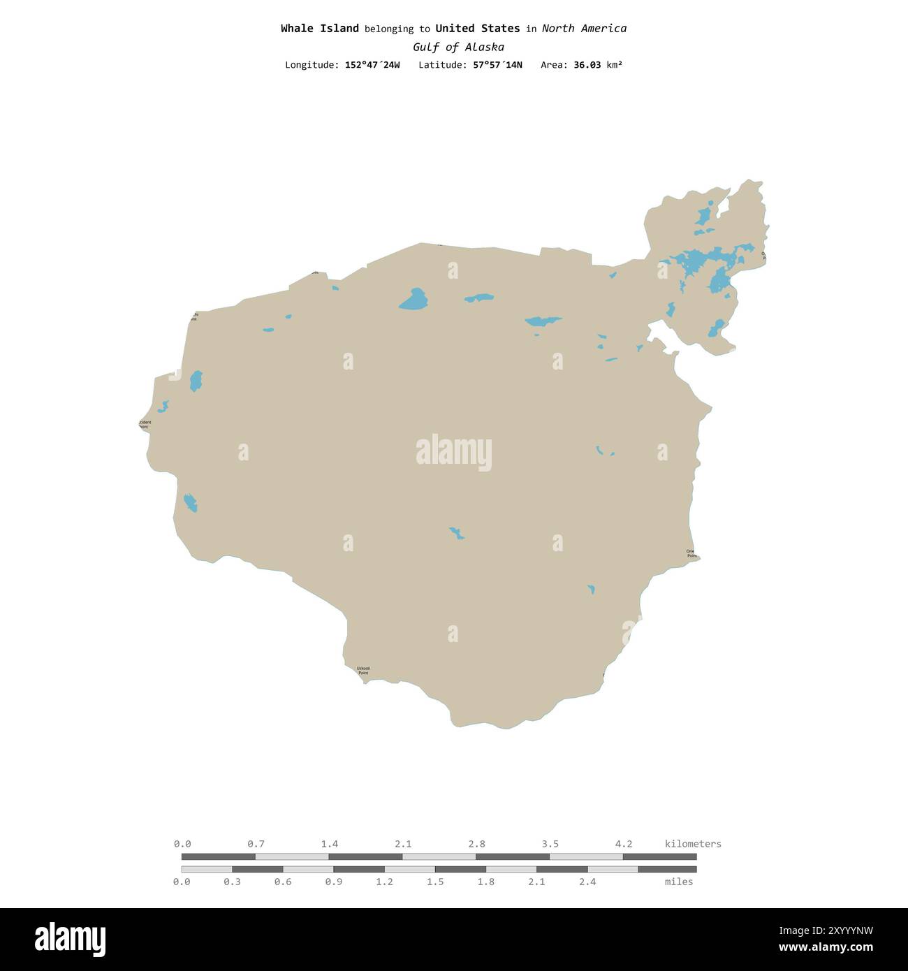Whale Island in the Gulf of Alaska, belonging to United States ...