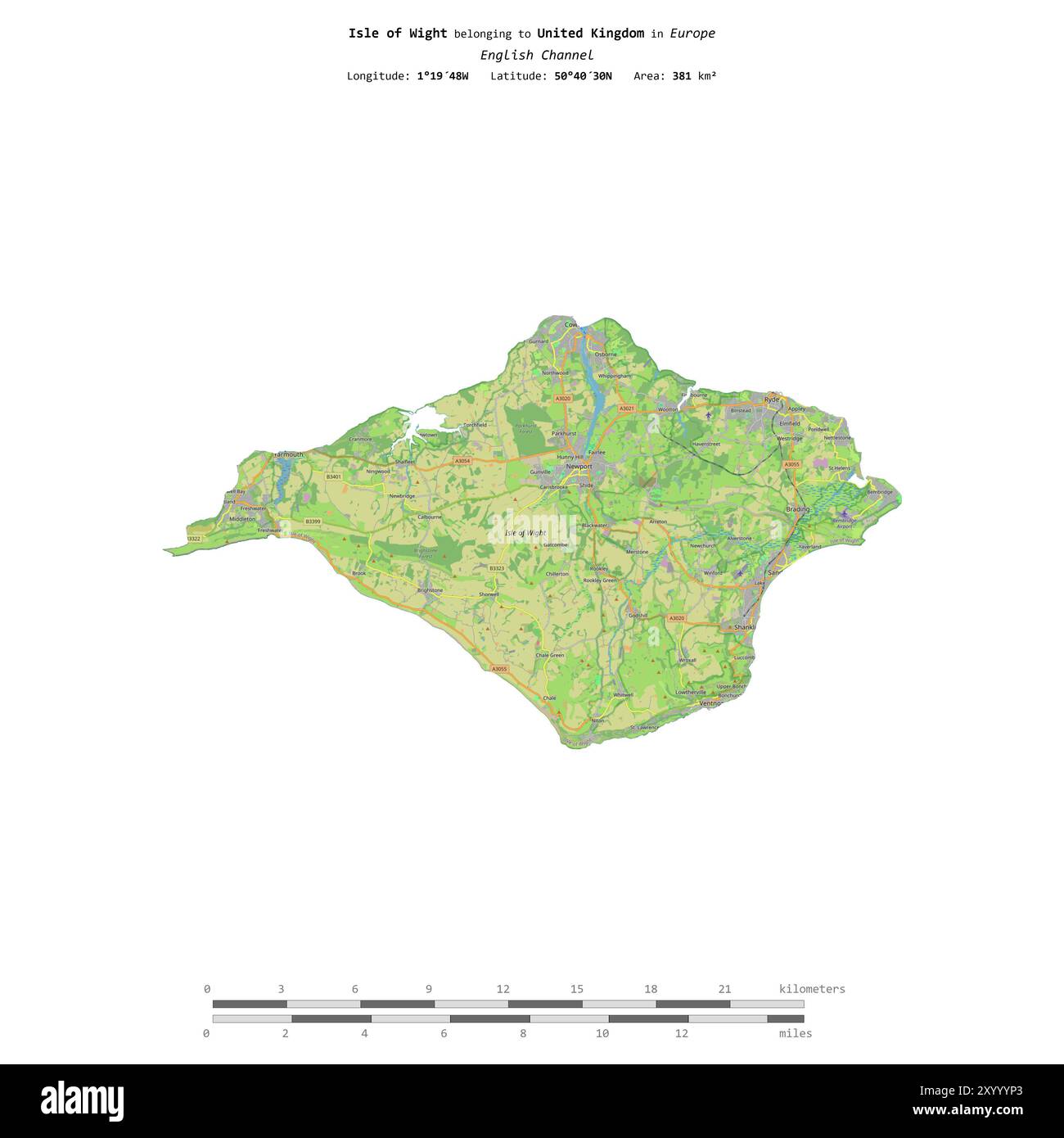 Isle of Wight in the English Channel, belonging to United Kingdom ...
