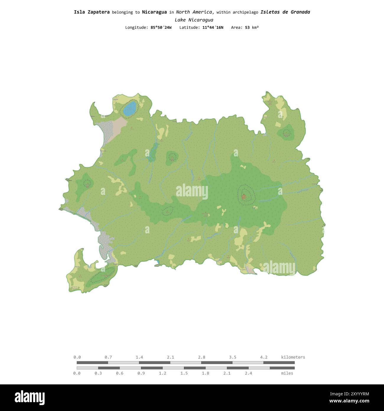 Isla Zapatera in the Lake Nicaragua, belonging to Nicaragua, isolated ...