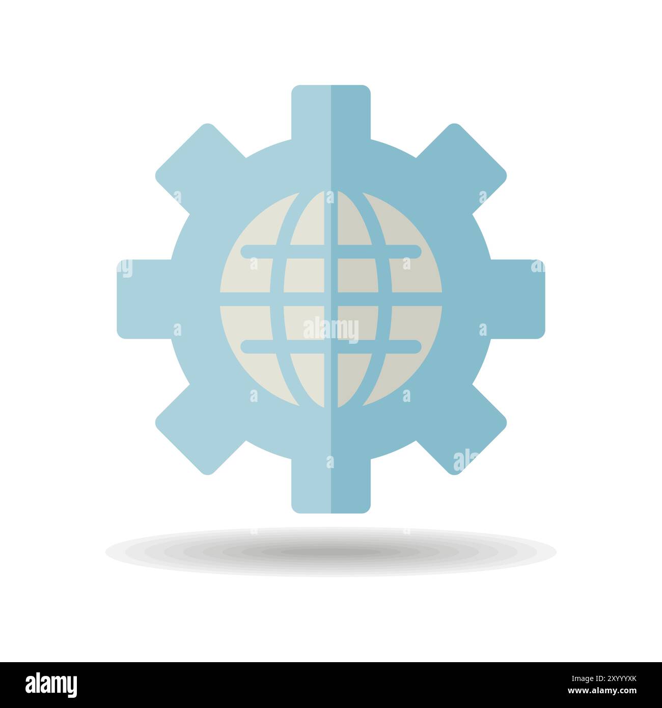 Globe with gears vector icon. World mechanism symbol. Global ...