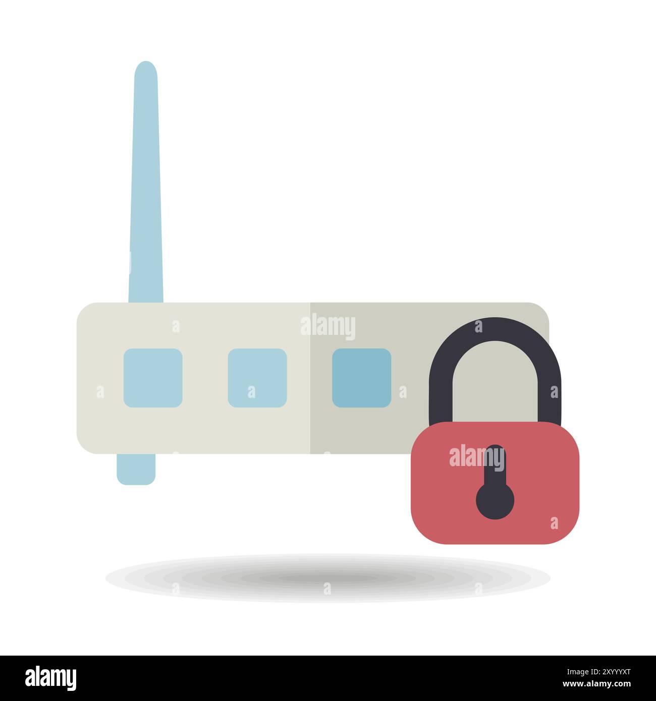 WIFI modem with lock vector icon. Private wifi network sign. Security ...