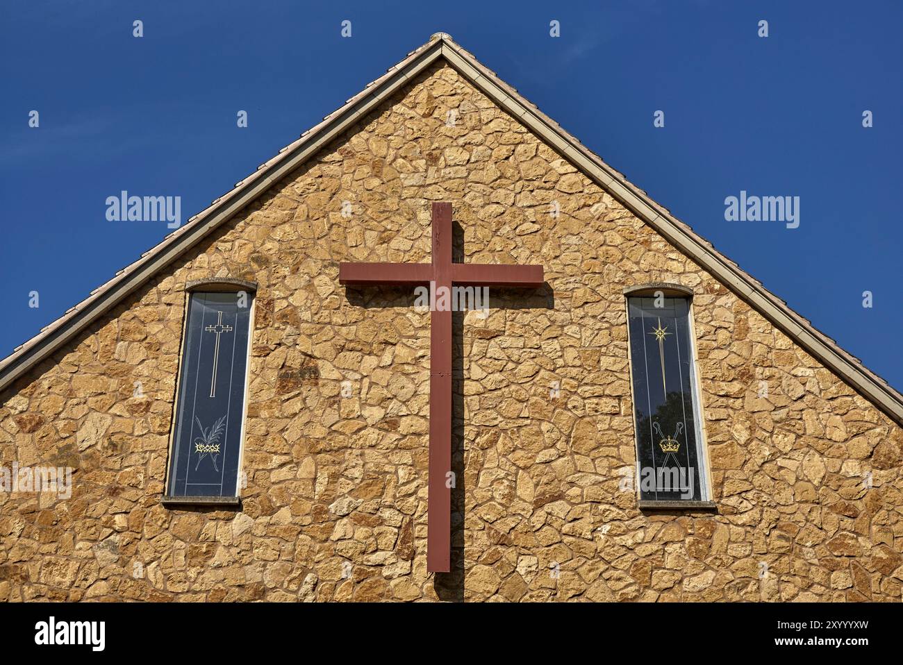 Christianity concept. Wooden cross on a church building Stock Photo - Alamy
