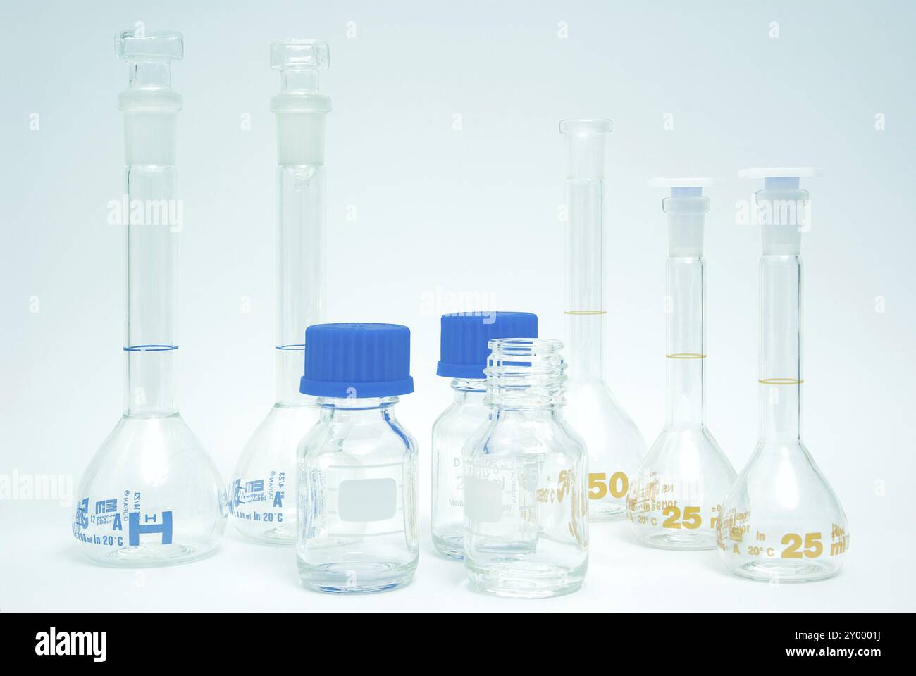 Laboratory glassware: Bottles and flasks Laboratory glassware Stock ...