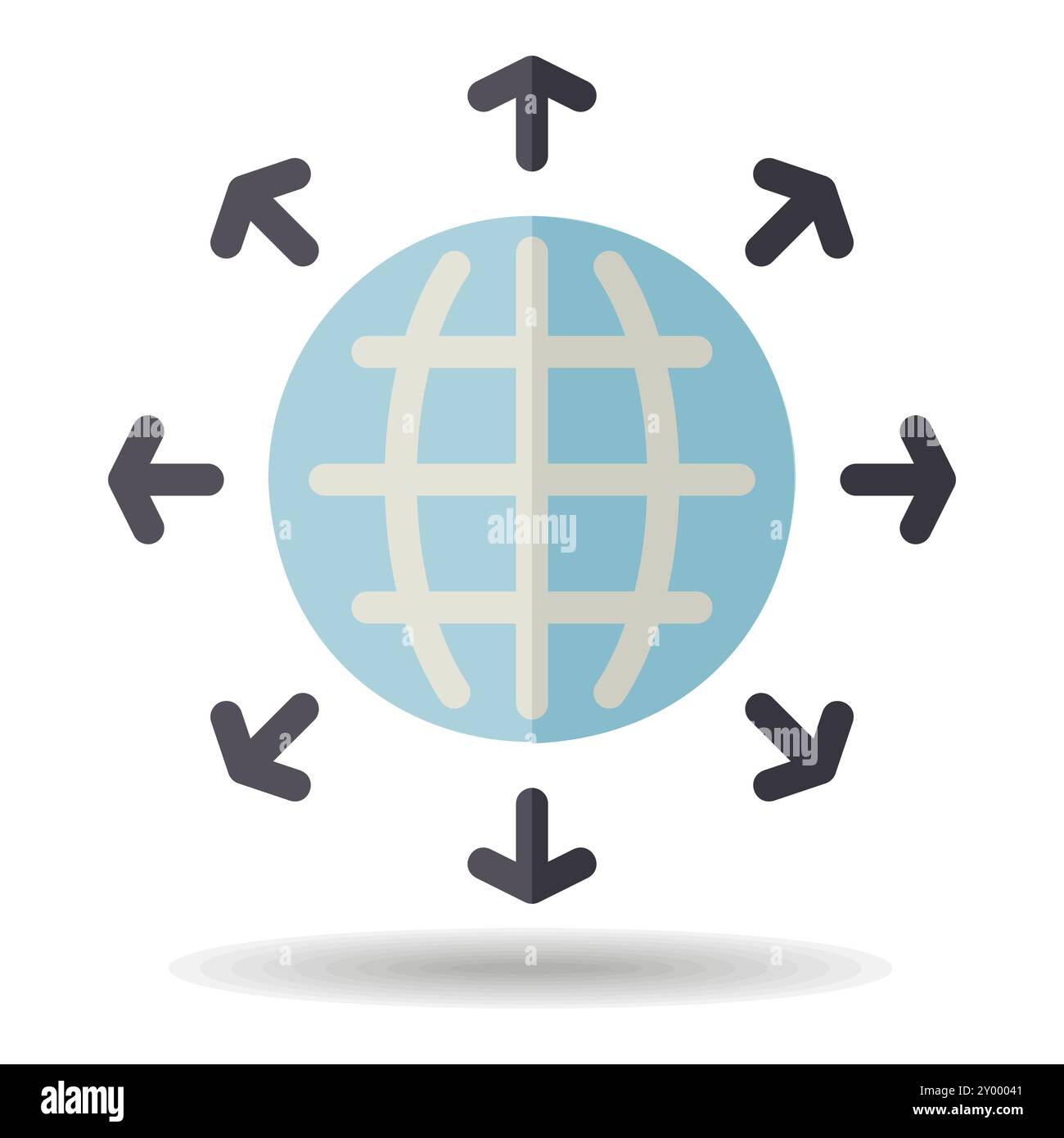 Arrows outside from globe vector icon. Global communication filled ...