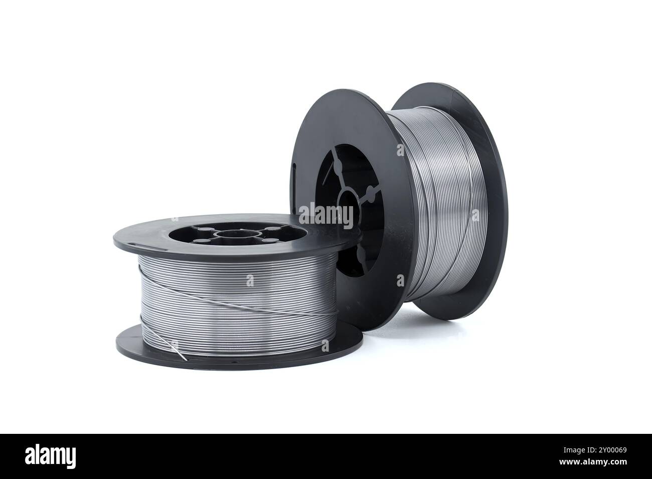 Flux cored welding wire for gasless welding isolated on white ...