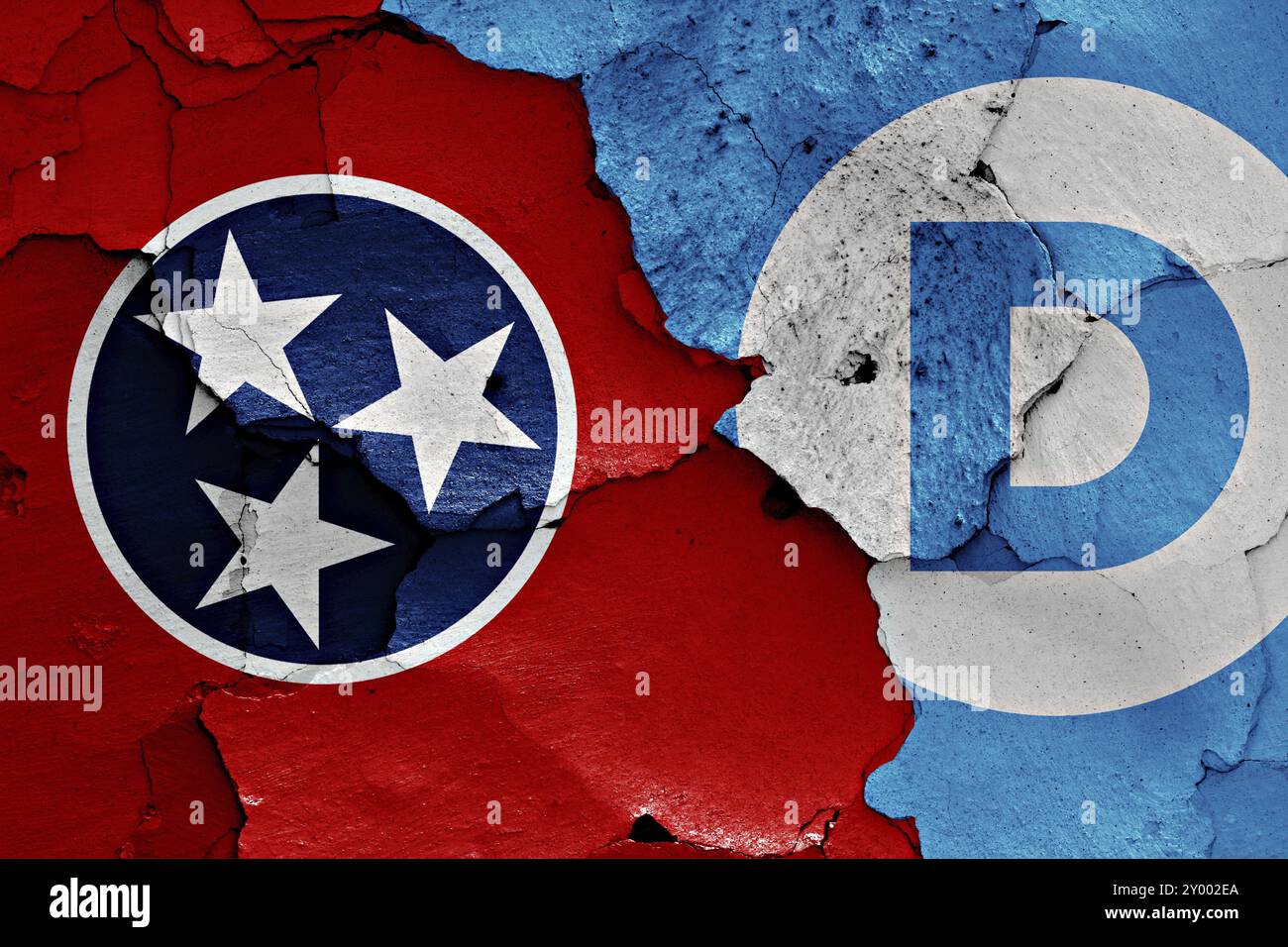 Flag of Tennessee and Democrats painted on cracked wall Stock Photo - Alamy