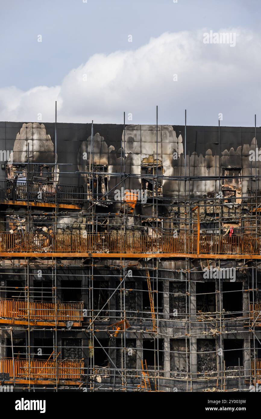 The fire damaged, Spectrum Building on Freshwater Road in Dagenham ...