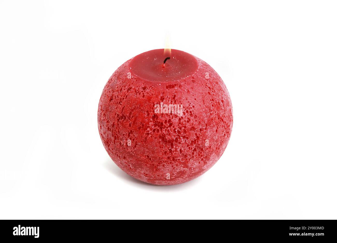 Red round candle on white background Stock Photo - Alamy
