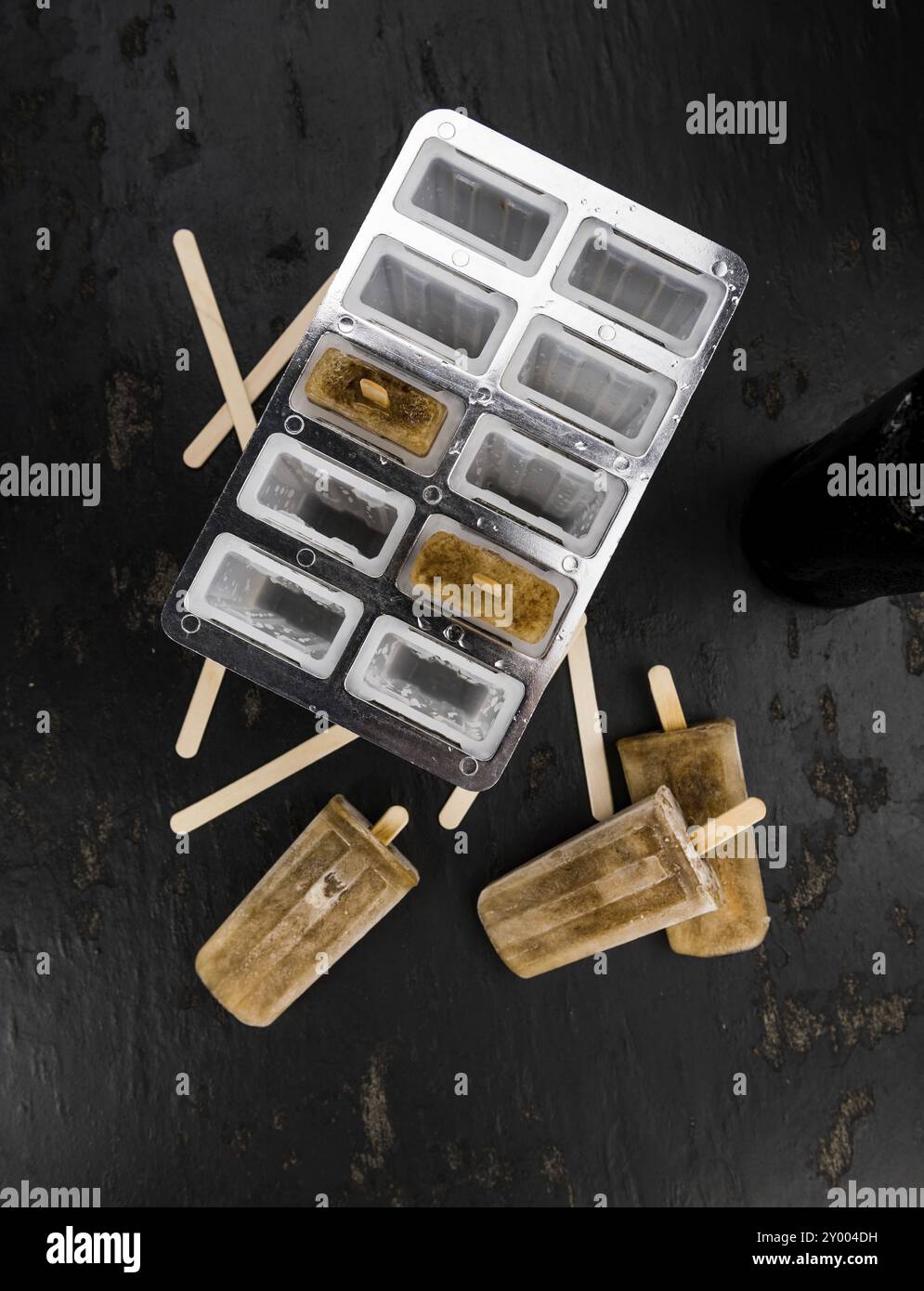 Cola Popsicles (selective focus) on a vintage background as detailed ...