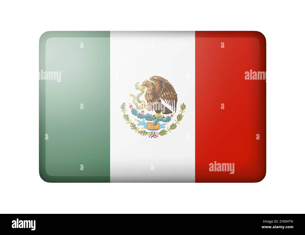 The Mexican flag. Rectangular matte icon. Isolated on white background ...