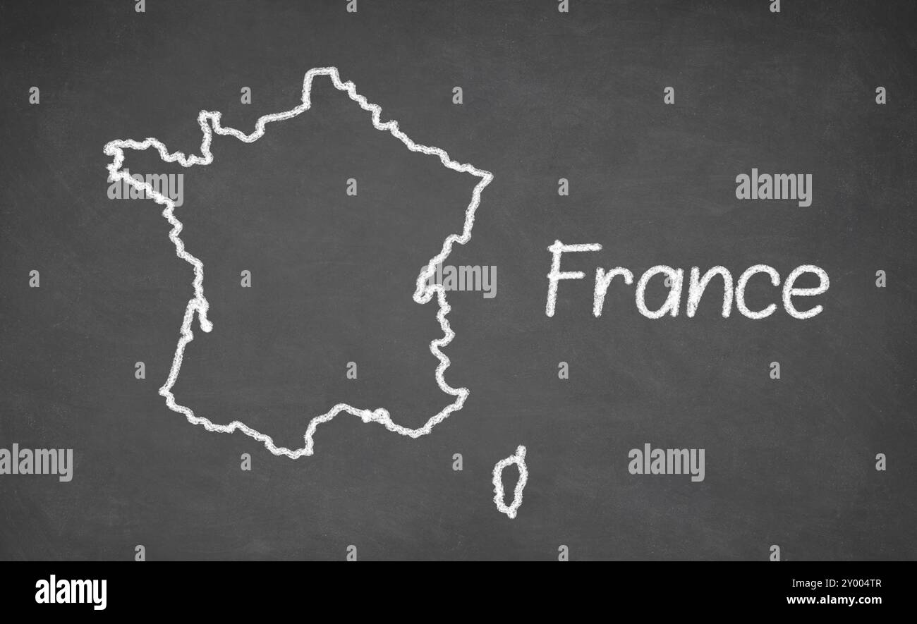 France map drawn on chalkboard. Chalk and blackboard Stock Photo - Alamy