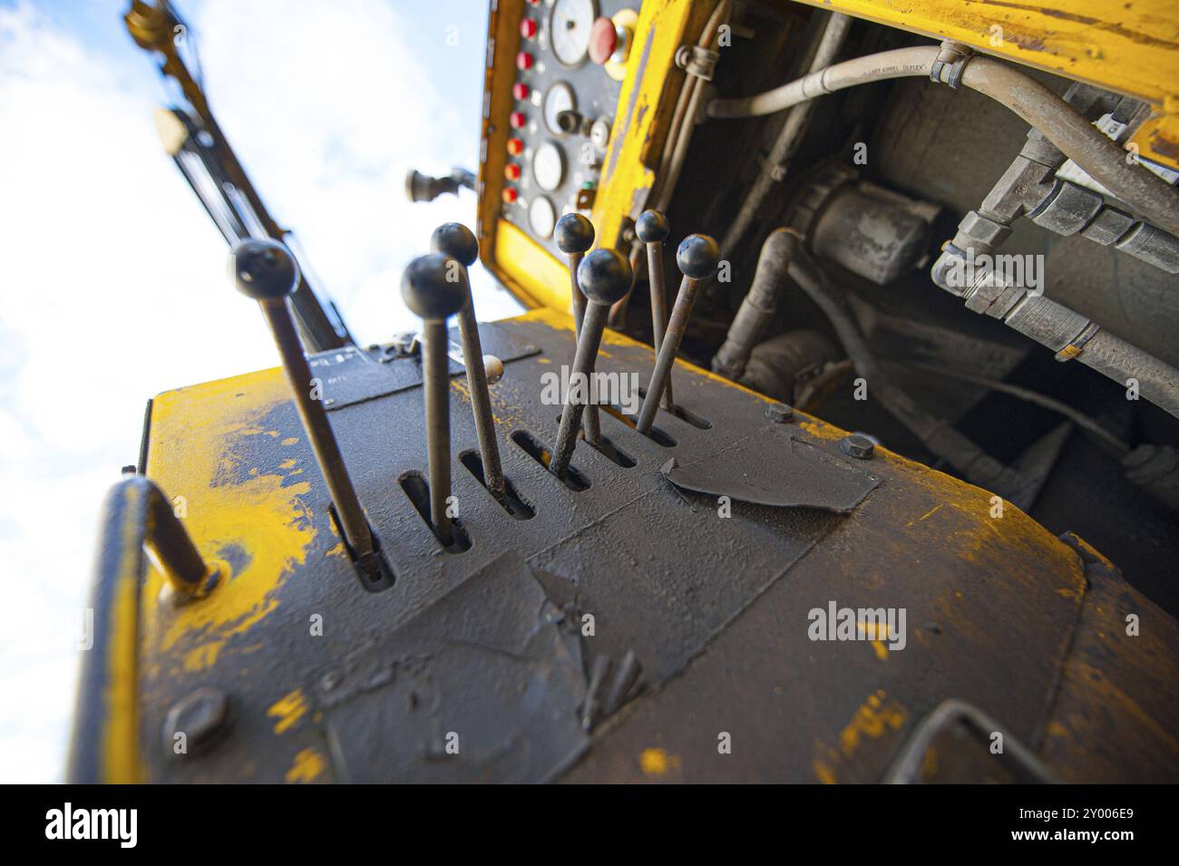 Details of a drilling rig. Controls and handles Stock Photo - Alamy