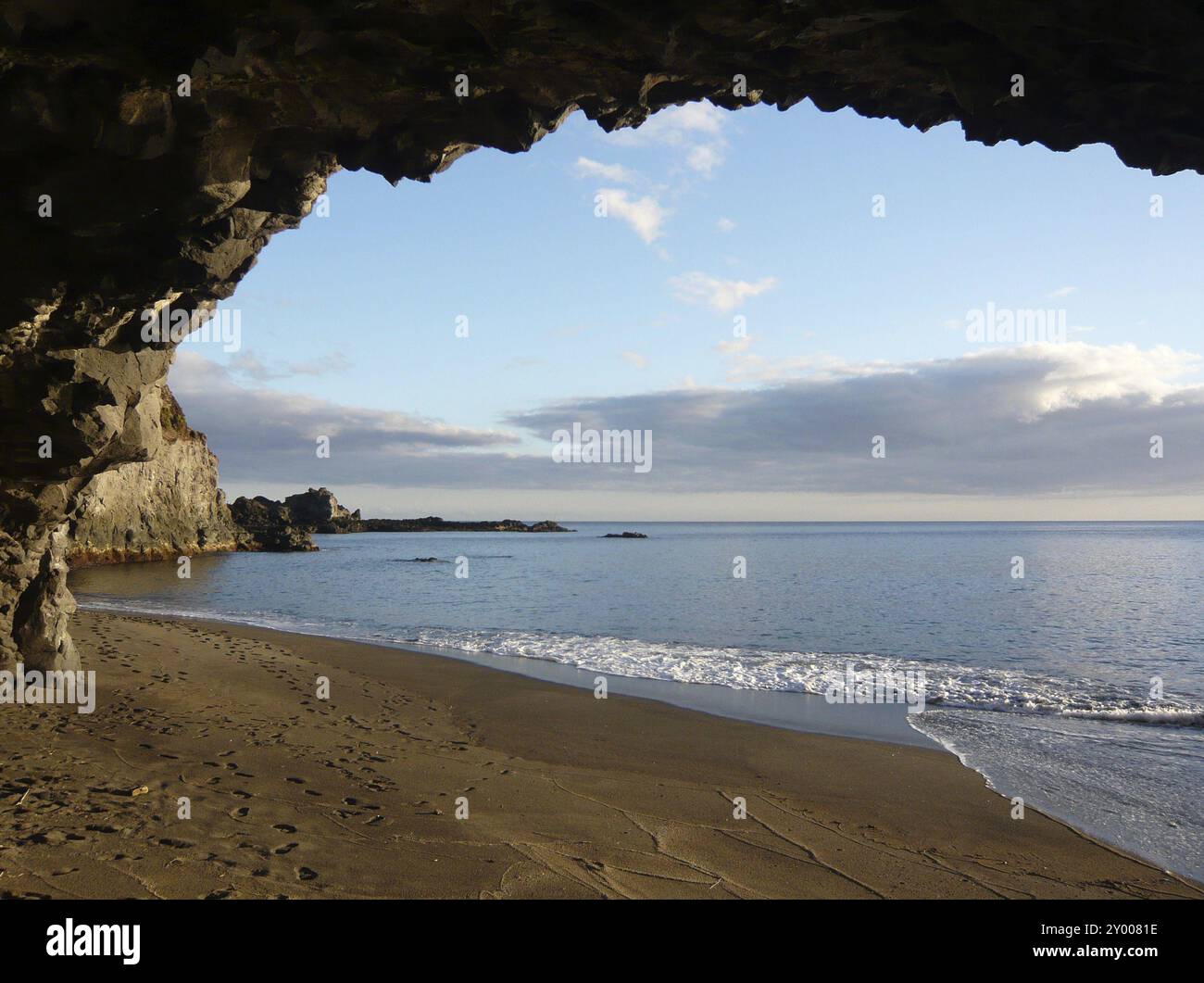 A cave at the public beach near the caloura resort, Caloura (Ague de ...