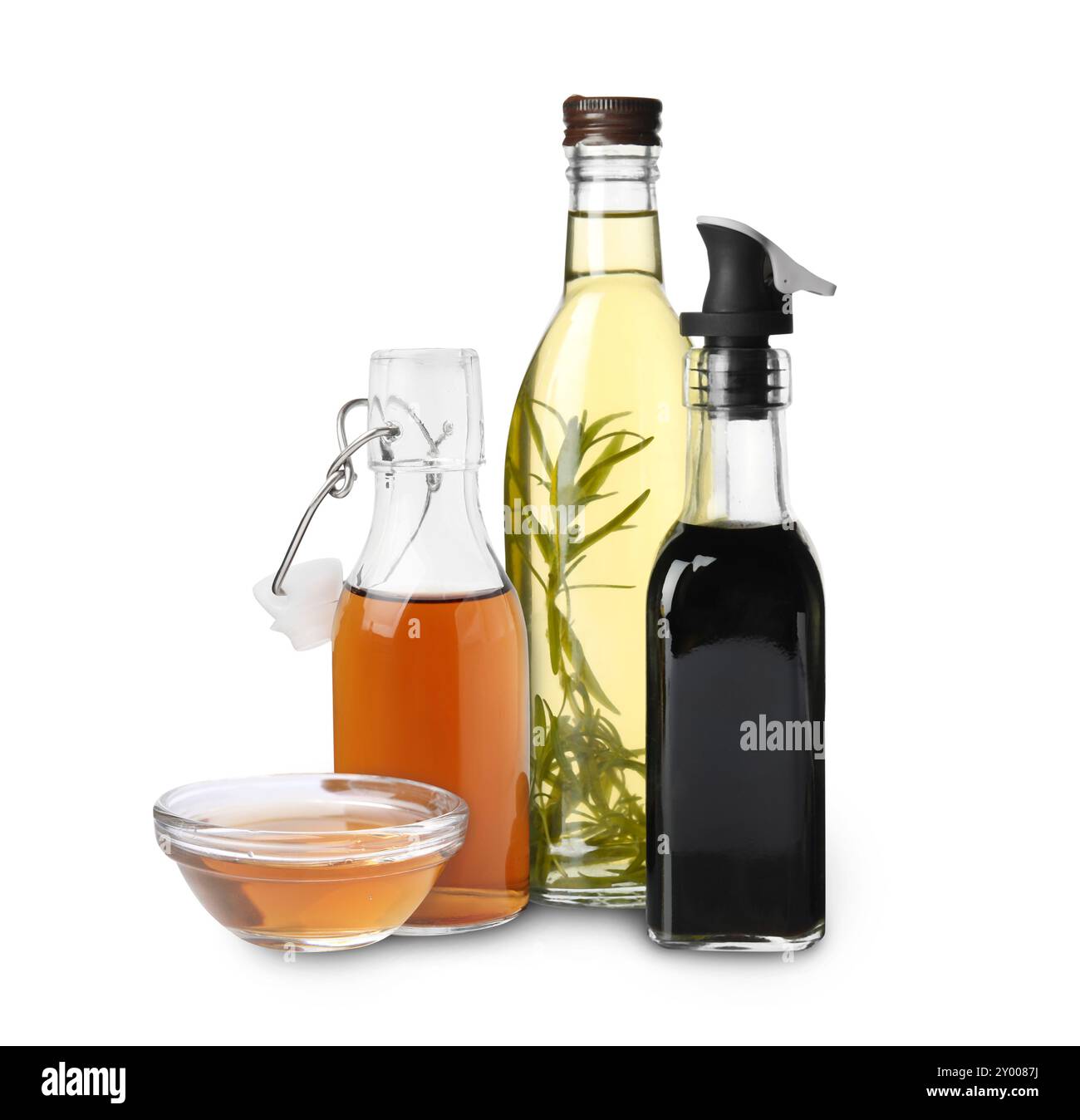 Different types of vinegar isolated on white, set Stock Photo - Alamy