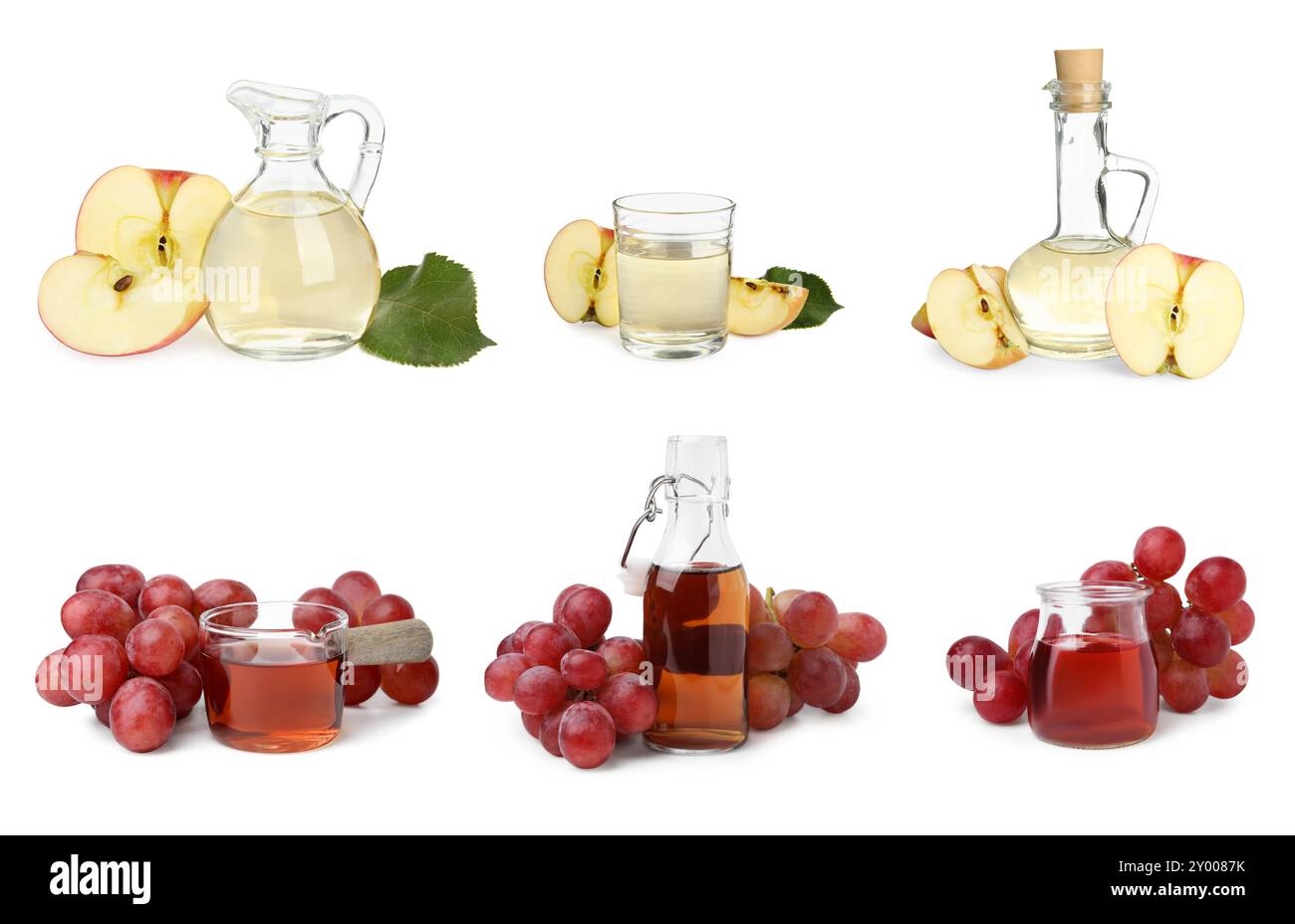 Different types of vinegar isolated on white, set Stock Photo - Alamy