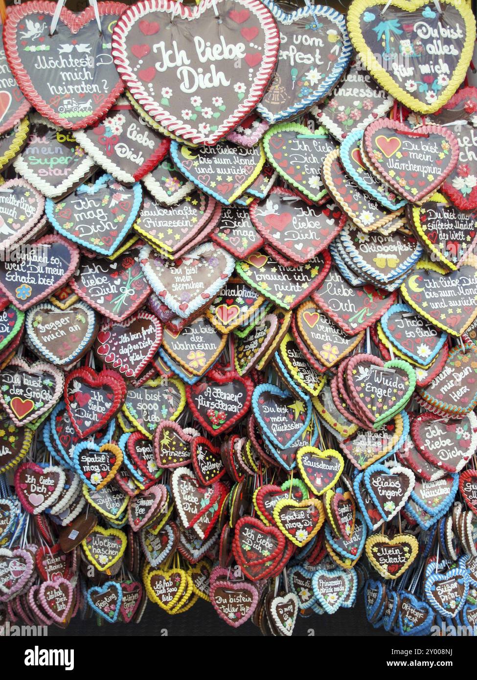 Gingerbread hearts at oktoberfest carnival in munich, bavaria, germany ...