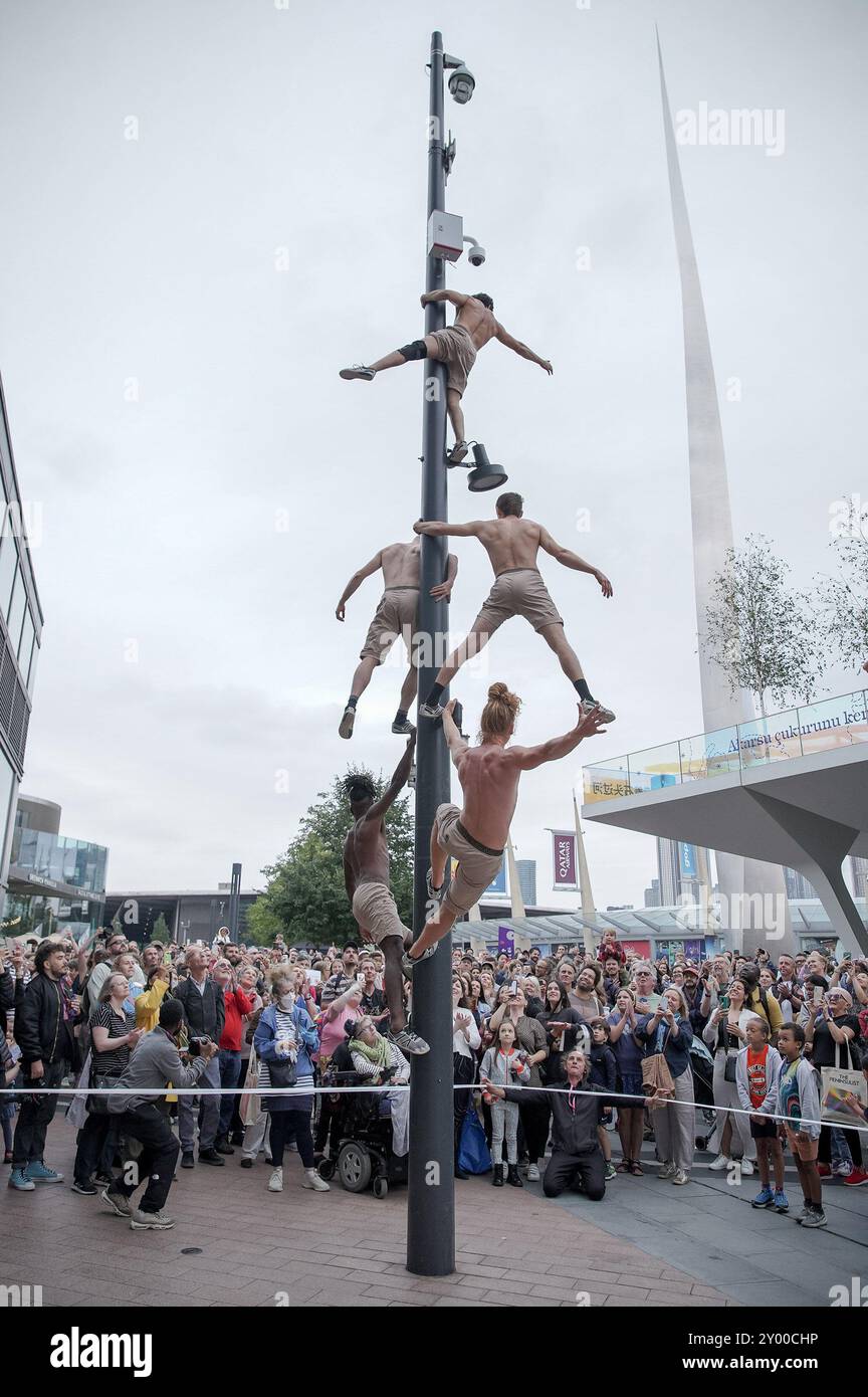 London UK. 31st August 2024. Life Lines performance at GDIF, Greenwich ...