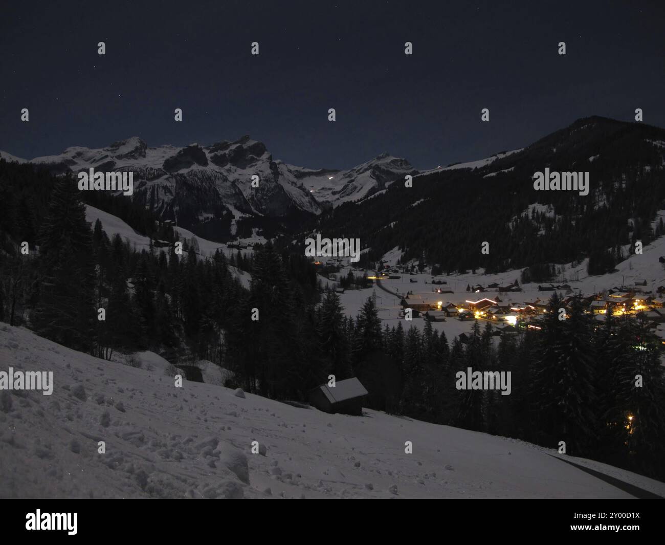 Night scene in the Swiss Alps Stock Photo - Alamy